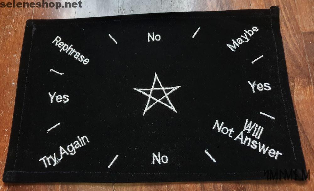 Pendulum divination cloth with black velvet pentacle - Selene Shop